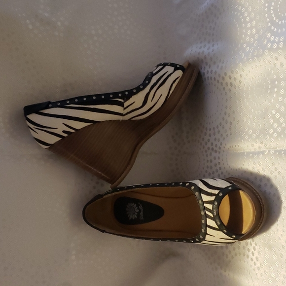 Yellow Box | Shoes | Zebra Print Cowhide Fur With Rhinestones Wedge ...